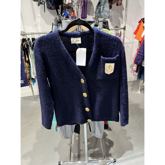 Lady Lisa | Sweaters | Vintage 6s Lady Lisa Crest Logo Blue Cardigan ...